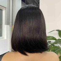 China Wear and Go Short Bob Fringe Pixie Cut Lace Wig Human Hair 10 Inches 180g Blunt Cut for sale