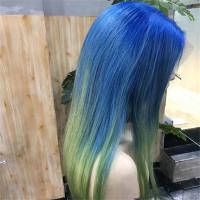 China Ombre Blue Green 613 Blonde Straight Lace 13x6 Frontal Human Hair Wig 16-30 Inches for sale