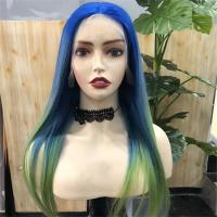 China Ombre Blue Green 613 Blonde Straight Lace 13x6 Frontal Human Hair Wig 16-30 Inches for sale