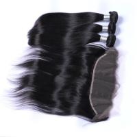 China Virgin Weave Peruvian Straight Hair Bundles 10A with 13x4 Lace Frontal 10-32 Inch for sale