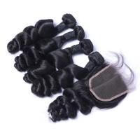 China 10A Brazilian Body Wave Virgin Hair Bundles with Middle Part Lace Closure 100g 10-30inch for sale