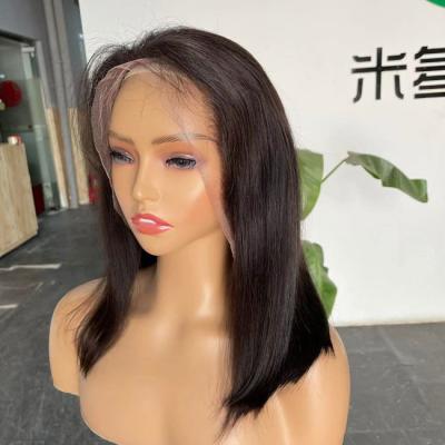 China Short Transparent Glueless Full HD Lace Bob Wig 13x4 Frontal Human Hair 10A 150g for sale