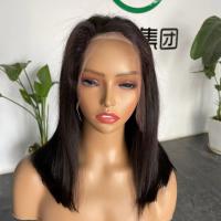 China Peruvian Bob HD Lace Wig Human Hair Transparent Glueless 13x4 Lace Frontal Short Bob 10A 150g for sale