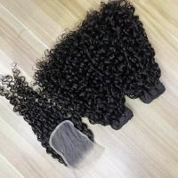 China 12A 10A Double Drawn Virgin Cuticle Aligned Pissy Curl Human Hair Bundles 100g Egg Curly for sale