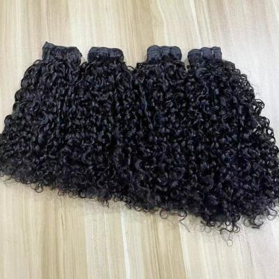 China 12A 10A Double Drawn Virgin Cuticle Aligned Pissy Curl Human Hair Bundles 100g Egg Curly for sale