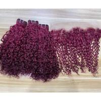 China Burgundy Brazilian Virgin Pissy Curls Hair Extension 12A Super Double Drawn 100g 10-30inch for sale