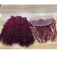 China Burgundy Brazilian Virgin Pissy Curls Hair Extension 12A Super Double Drawn 100g 10-30inch for sale
