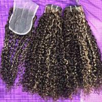 China Brazilian Virgin Cuticle Aligned Pixie Curl Hair Bundles 100g 10-30inch Double Drawn Highlight Color for sale