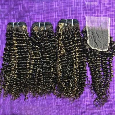 China Brazilian Virgin Cuticle Aligned Pixie Curl Hair Bundles 100g 10-30inch Double Drawn Highlight Color for sale
