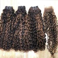 China 12A Super Double Drawn Highlight Pissy Curl Raw Vietnamese Human Hair Bundle 100g with 2x6 Closure for sale