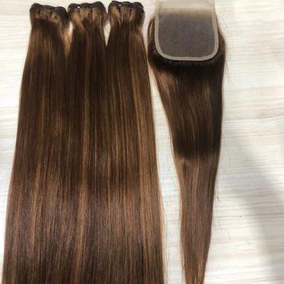 China Wholesale 12A Vietnamese Bone Straight Hair Bundles with Closure 100g 10-22inch for sale