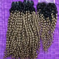 China Brazilian Double Drawn Human Hair Pixie Funmi Bouncy Curls With Closure for sale