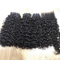 China Pissy Pixie Curl Double Drawn Human Hair Bundles Afro Bulk Hair 3Pcs for sale