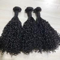 China 11A Double Weft Human Hair Extensions Pixie Curly Bundles With Lace Frontal Closure for sale