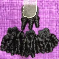 China 12A Double Drawn Raw Virgin Brazilian Funmi Curl Hair 100g 10-26inch Bouncy Curly Pissy Egg for Lagos for sale