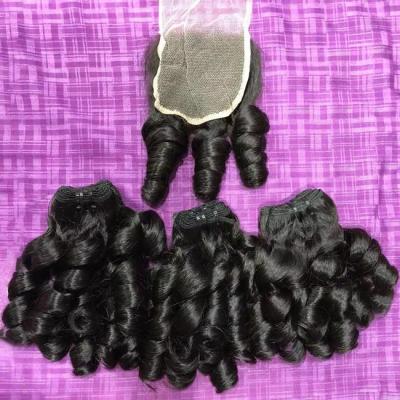 China 12A Double Drawn Raw Virgin Brazilian Funmi Curl Hair 100g 10-26inch Bouncy Curly Pissy Egg for Lagos for sale