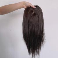 China 140% Density Brown Silk Base Human Hair Topper for Women 10-30 Inch Remy Hair Clip On for sale