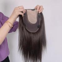 China 140% Density Brown Silk Base Human Hair Topper for Women 10-30 Inch Remy Hair Clip On for sale