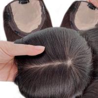 China 140% Density Brown Silk Base Human Hair Topper for Women 10-30 Inch Remy Hair Clip On for sale