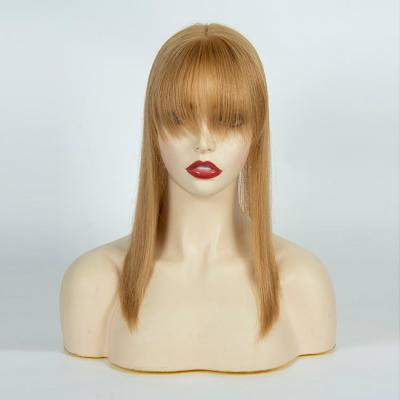 China Natural Remy Human Hair Toupee Wig with Bangs Mono Thin Skin Base for Women for sale