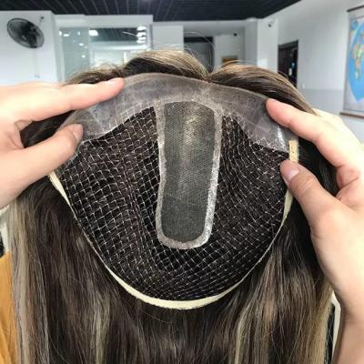 China 100% Virgin Human Hair Topper Fishnet Base with Lace Top for Women 80-200g for sale