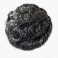 China 100% Human Hair Men Toupee Full PU Thin Skin Straight 6 Inch 50g Grey Remy Hair for sale