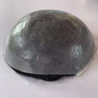 China 100% Human Hair Men Toupee Full PU Thin Skin Straight 6 Inch 50g Grey Remy Hair for sale