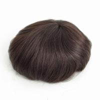 China Q6 PU Skin Swiss Lace Full Lace Toupee Mens Real Looking Wigs 6 Inch 100% Density for sale