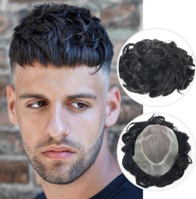 China 8x10 Inch Real Human Hair Wig for Men Full Lace Hair System Toupee 6 Inches for sale
