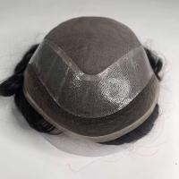 China 100% Raw Virgin Human Hair Mono Men Toupee Full PU Hair Topper 6 inch 65-75g for sale