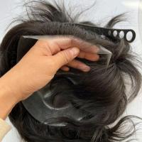 China 100% Raw Virgin Human Hair Mono Men Toupee Full PU Hair Topper 6 inch 65-75g for sale