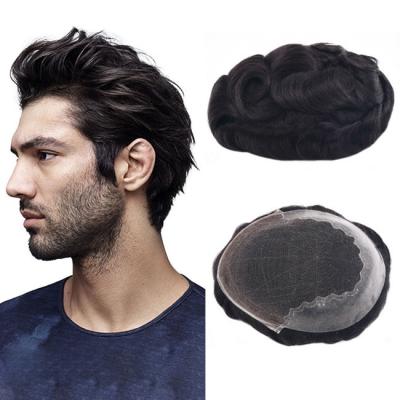 China Neobeauty Mens Toupee Human Hair Long Wig Q6 Base 6x8 PU Lace Hair System 50g for sale