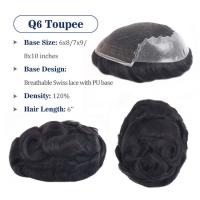 China Neobeauty Mens Toupee Human Hair Long Wig Q6 Base 6x8 PU Lace Hair System 50g for sale