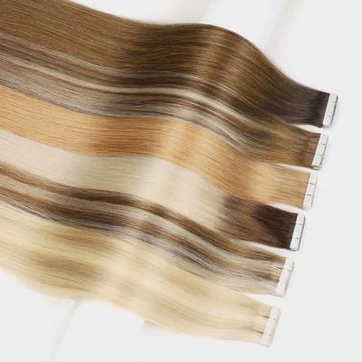 China Bulk Double Drawn Tape In Human Hair Extensions 100% Remy Virgin 20 Pieces 14-26 Inch for sale