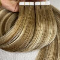 China Natural Remy Brown Tape In 99J Hair Extensions 14-26 Inch Invisible Injected 100% Human Hair for sale