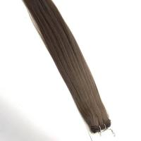 China Invisible Weft Human Hair Extensions Grey Brown Tone Hand Tied 14-24 Inch for sale