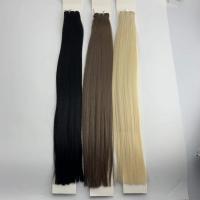 China Invisible Weft Human Hair Extensions Grey Brown Tone Hand Tied 14-24 Inch for sale