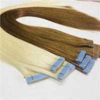 China Invisible Weft Human Hair Extensions Grey Brown Tone Hand Tied 14-24 Inch for sale
