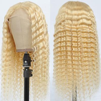 China 613 Color Deep Wave Human Hair Wig 13x4 Lace Frontal Brazilian Virgin Cuticle Aligned 8-36 Inch for sale