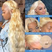 China Unprocessed Human Hair 613 Blonde Wig Transparent Lace Front Wig 8-22 inch Straight Body Wave for sale