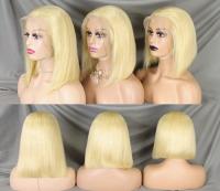China Brazilian Straight Human Hair Lace Wig 613 Blonde Natural Black Short Bob 8-14 Inches for sale