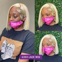 China Brazilian Straight Human Hair Lace Wig 613 Blonde Natural Black Short Bob 8-14 Inches for sale