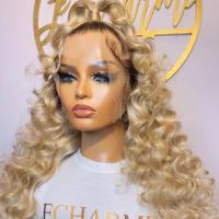 China 100% Raw Human Hair Wig 613 Blonde Lace Closure Cuticle Aligned 10-30 Inch for sale