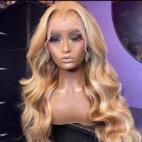 China Honey Blonde 13x4 HD Lace Front Wig 180% Density Virgin Human Hair for Black Women 8-40 inch for sale