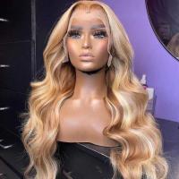 China Honey Blonde 13x4 HD Lace Front Wig 180% Density Virgin Human Hair for Black Women 8-40 inch for sale