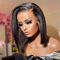 China Afro Curly 100% Human Hair Pixie Wig 10A Brazilian Short Machine Made Lace Wig for Black Women 10-36 inch for sale