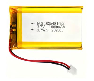 China 102540 1000mAh 3.7V Rechargeable Lithium Polymer Battery for Smart Wearables for sale