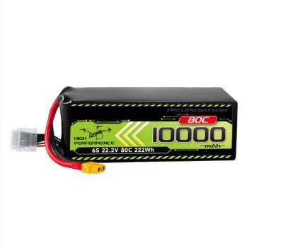 China Acra 6S 22.2V 10000mAh 80C High Discharge FPV Lipo Battery for RC Drone Multirotor UAV for sale