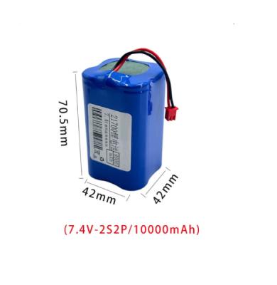 China 7.4V 10000mAh 21700 Lithium Ion Battery Pack 2S2P Grade A Cells 500 Cycles with BMS for sale