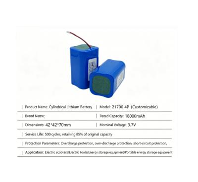 China 3.7V 18Ah 4P 21700 Battery Pack Long Lasting Power For E Scooters Power Tools for sale